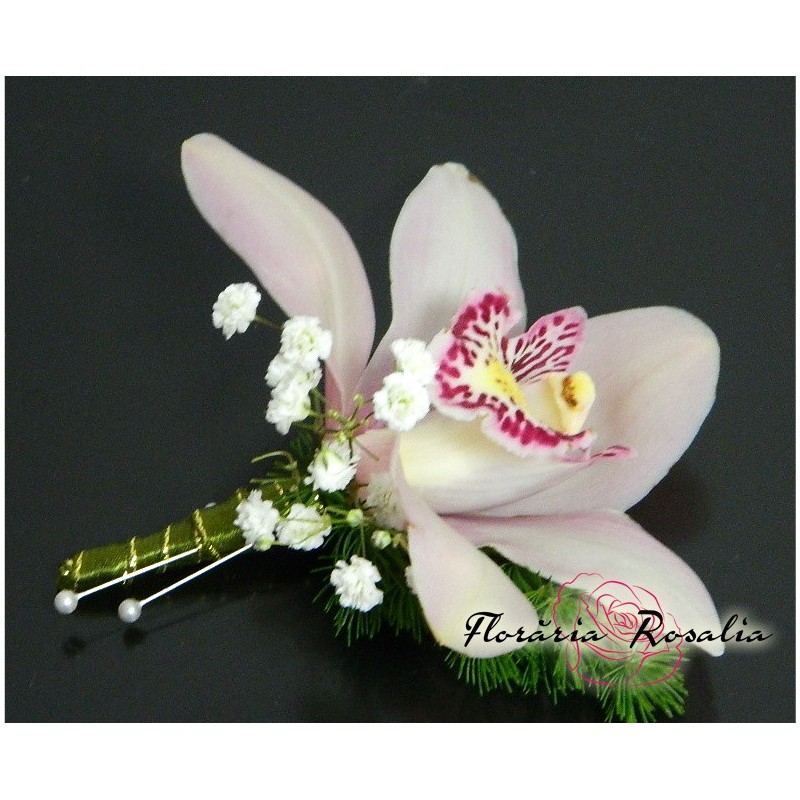 Cocarda cu orhidee alba